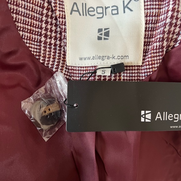 Allegra K Jackets And Coats Nwt Small Allegra K Womens Double Breasted Notched Lapel Plaid